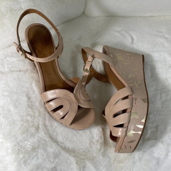 Clarks | Shoes | Clarks Artisan Cream Rose Gold Wedge Sandal | Poshmark